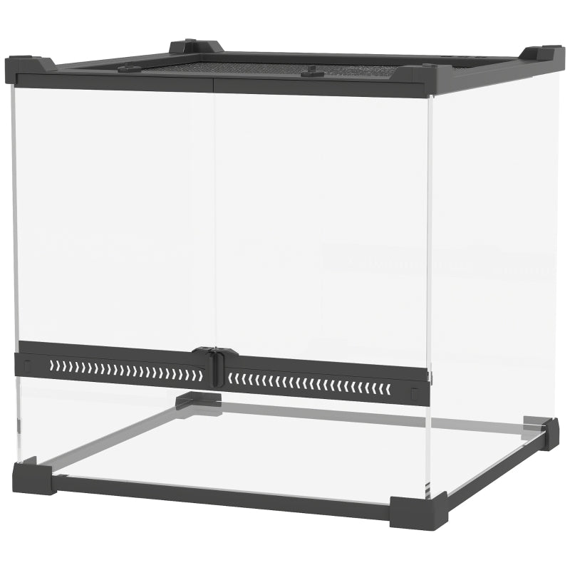 Glass Terrarium, Raised Waterproof Base with Button Lock, for Reptiles ...