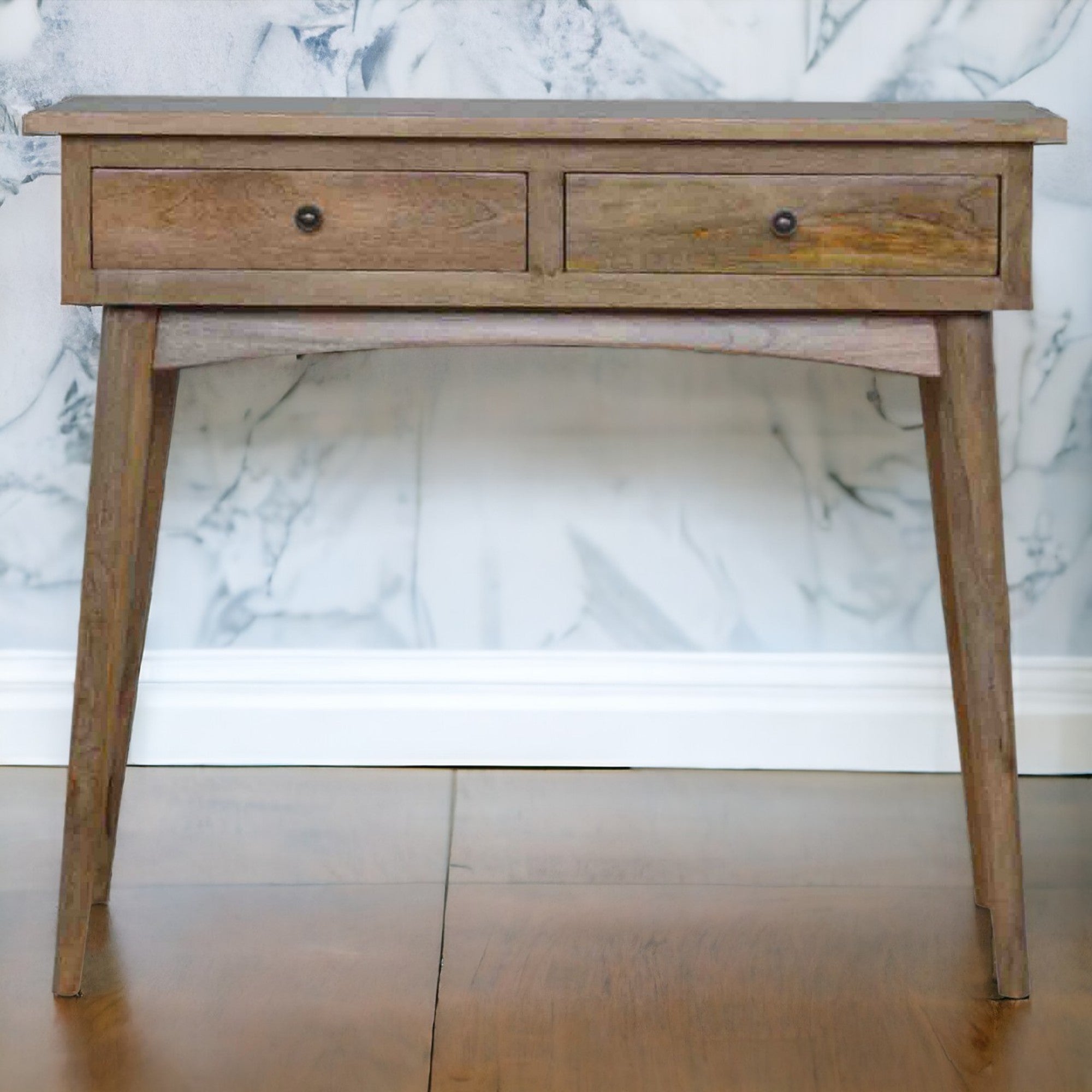Solid Wood Console Table with 2 Drawers, Beige – RW Living