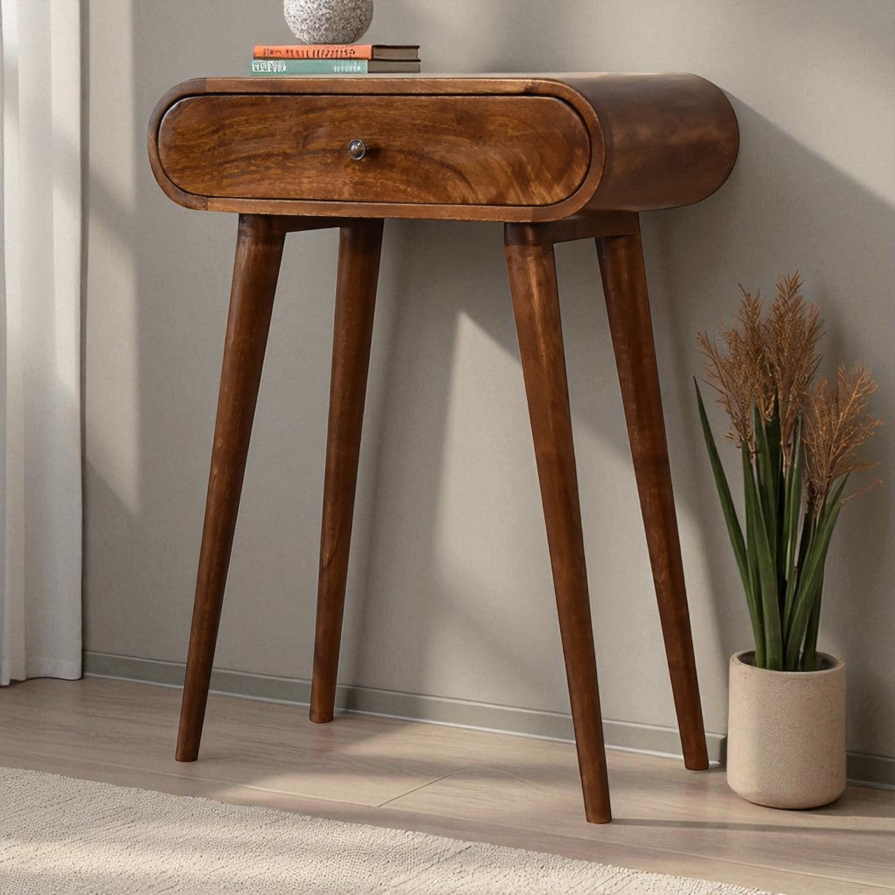 Solid Wood Chestnut Console, Mini London 1 Drawer, Dark Brown Wood – RW ...