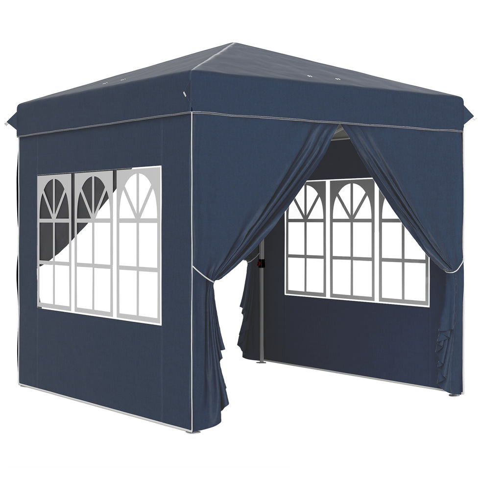 Pavilion Pop-up Folding 2.5x2.5m Water-Repellent UV 50+ with 4 Side Pa ...
