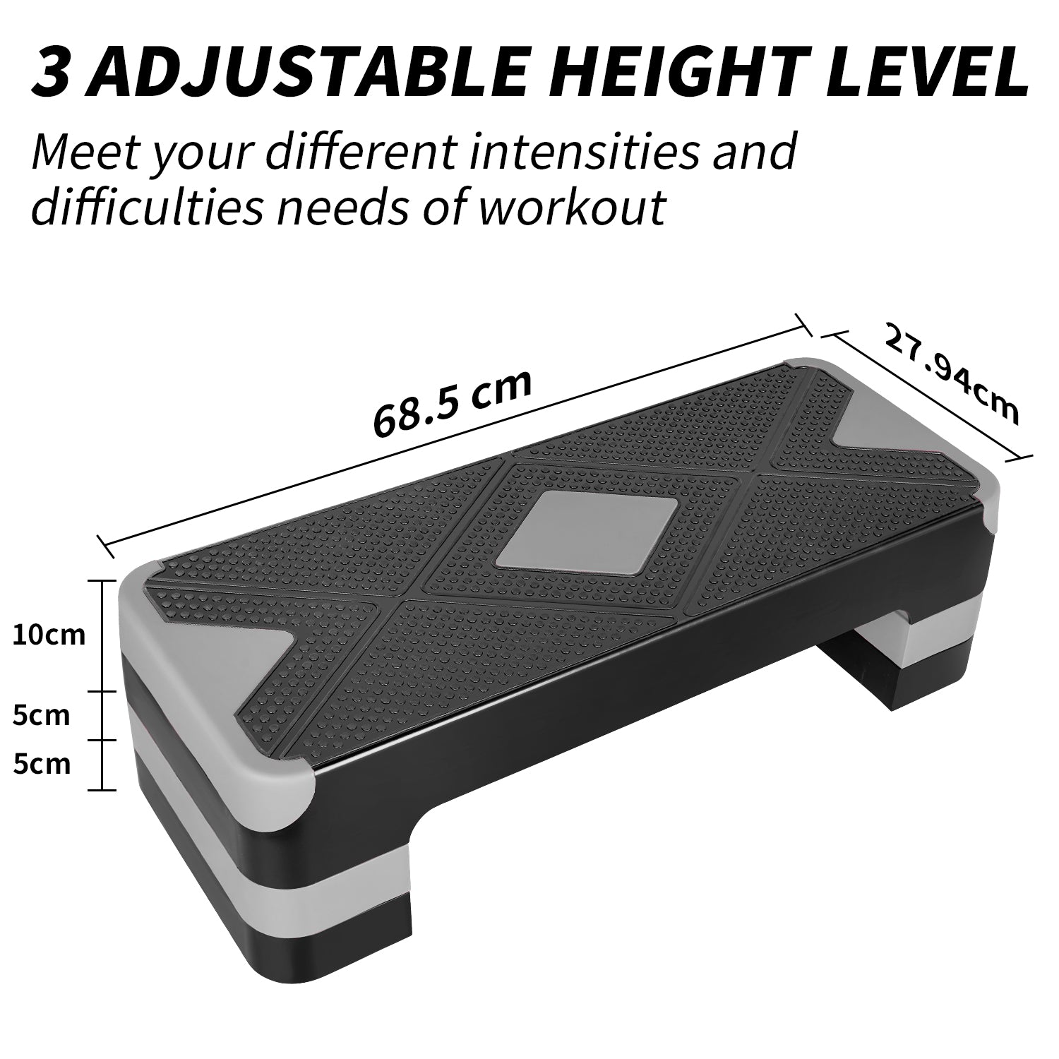 Aerobic Exercise Step, Adjustable Stepper Platform with 3 Height Riser ...