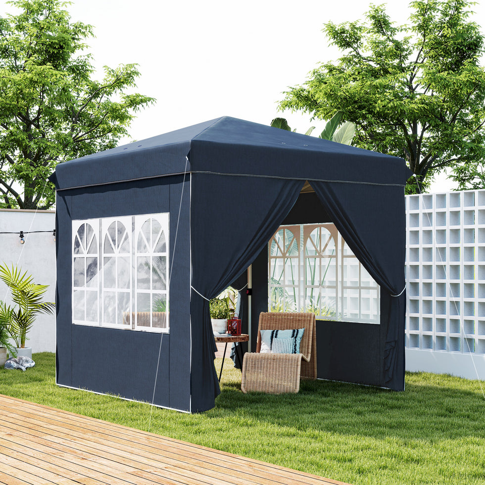 Pavilion Pop-up Folding 2.5x2.5m Water-Repellent UV 50+ with 4 Side Pa ...