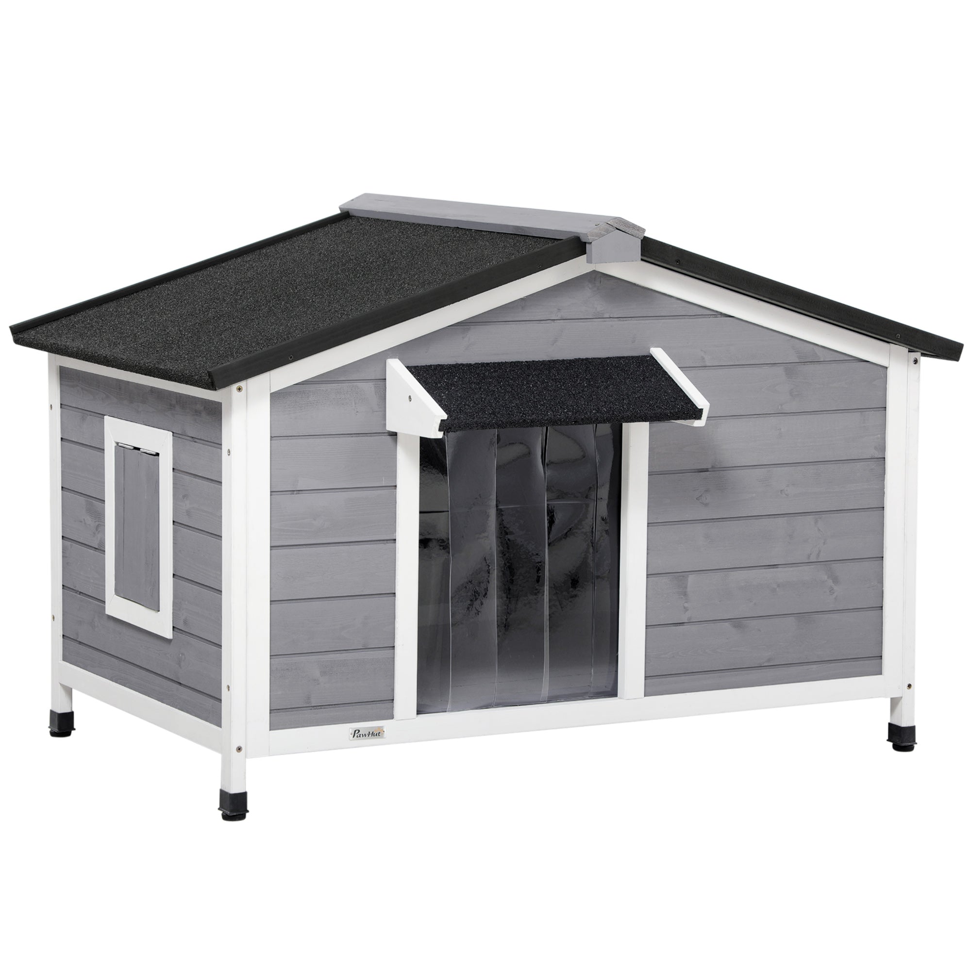 Dog Kennel, Weather-Resistant Fir Wood, Grey – RW Living