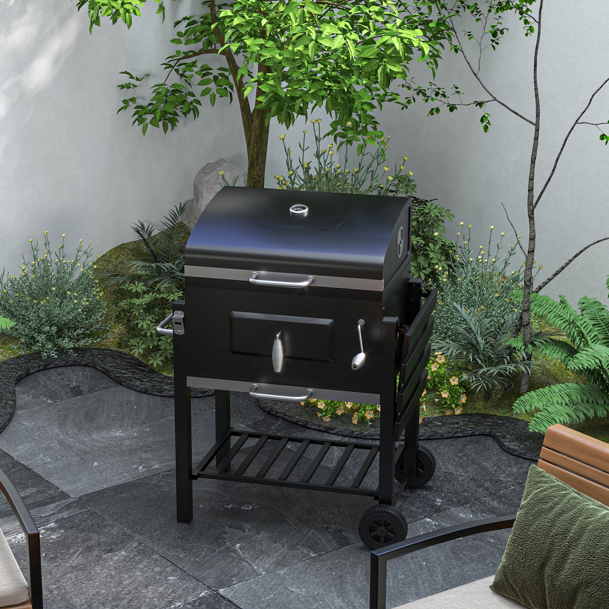 Charcoal Grill Height-Adjustable Coal Pan Black – RW Living