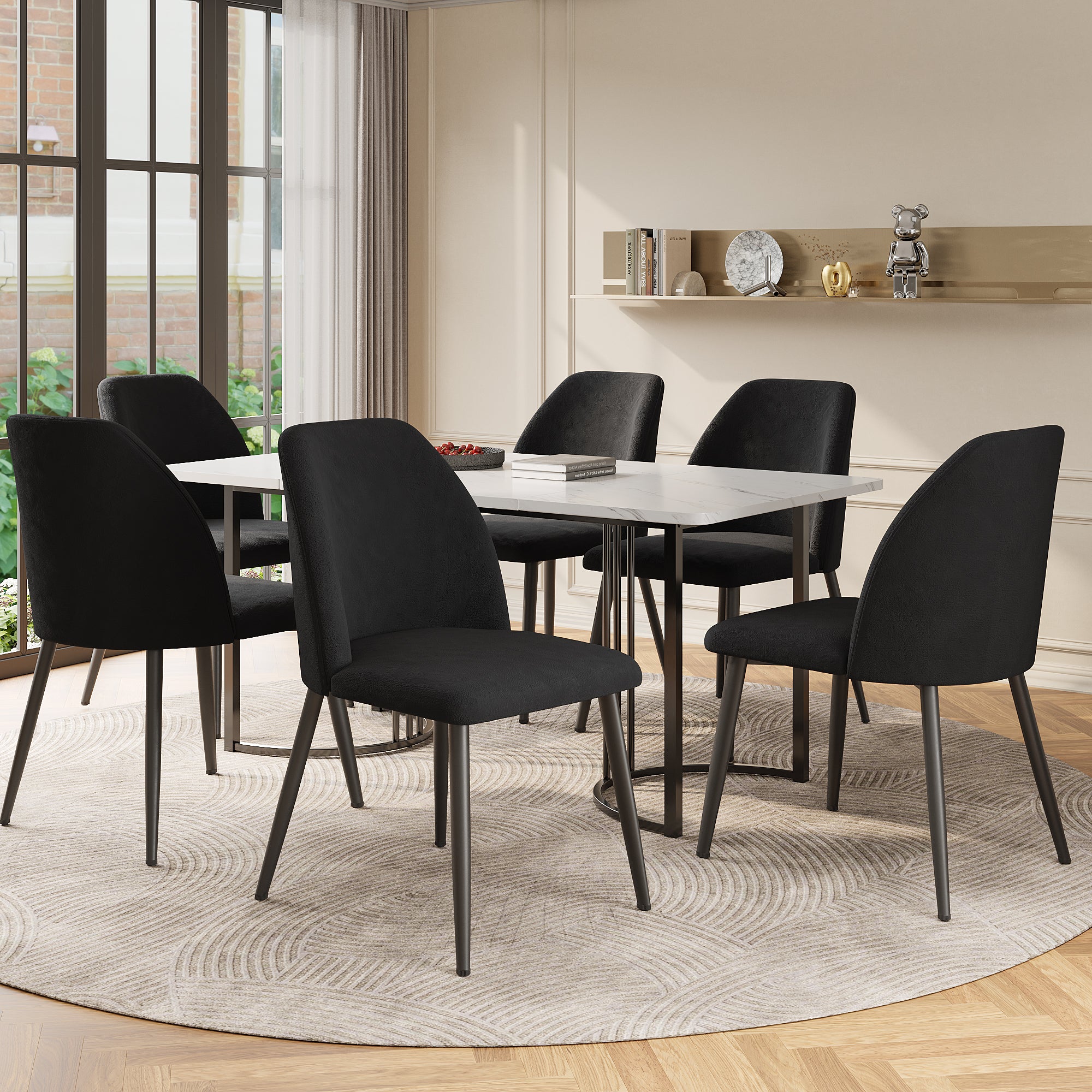Dining Chairs, Ergonomic with Metal Legs (6 Pcs), Black – RW Living