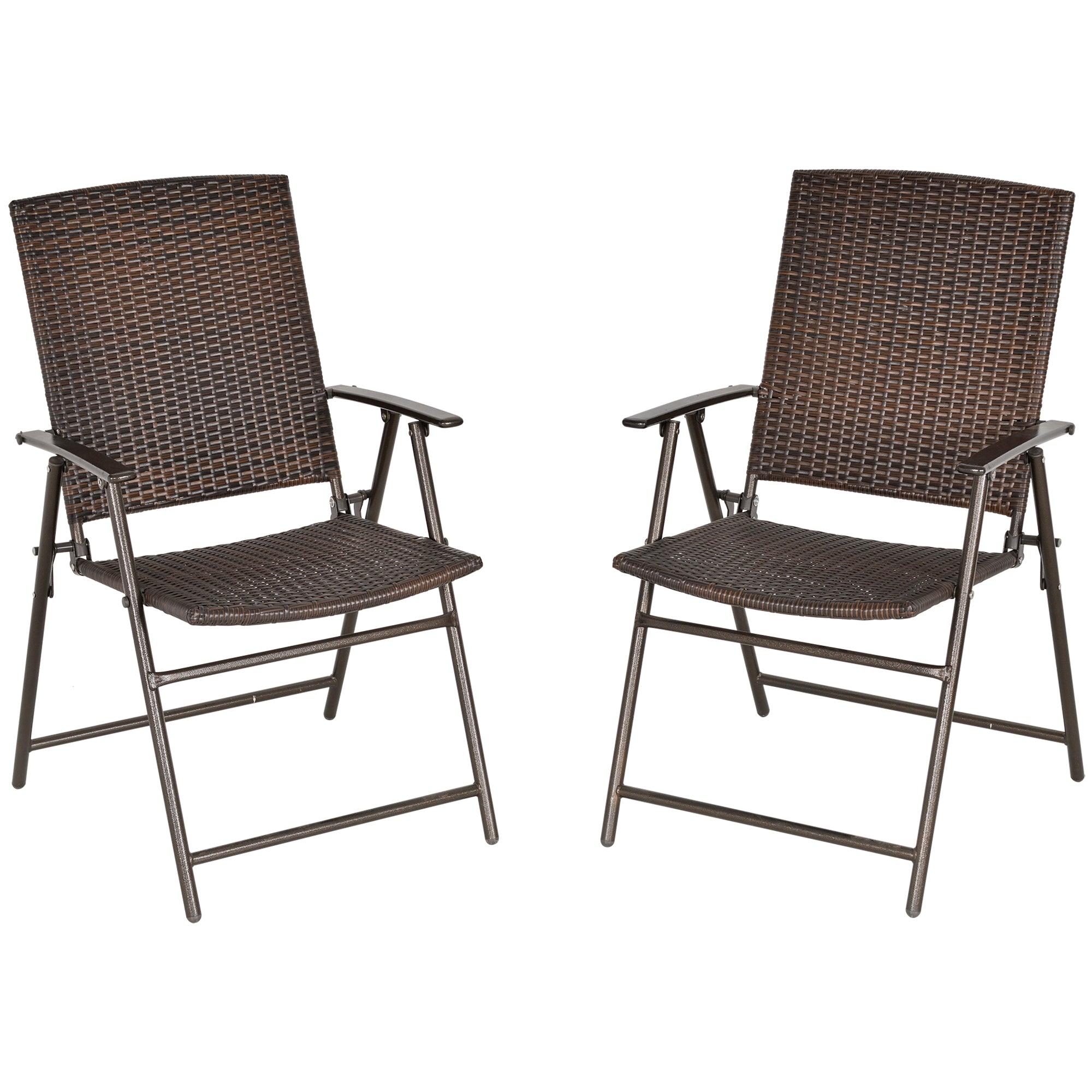 Folding Rattan Chairs Set of Two - Brown – RW Living