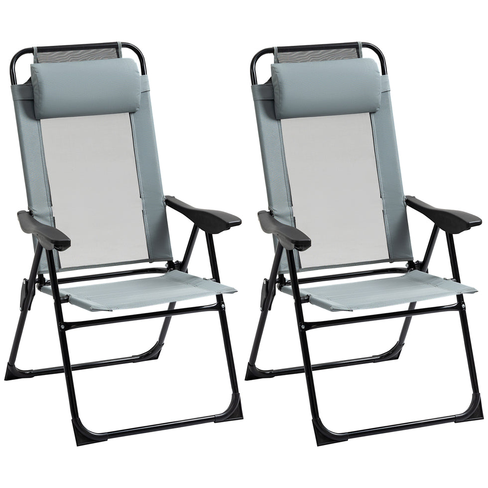 Set of 2 Portable Folding Recliner Adjustable Backrest, Grey – RW Living