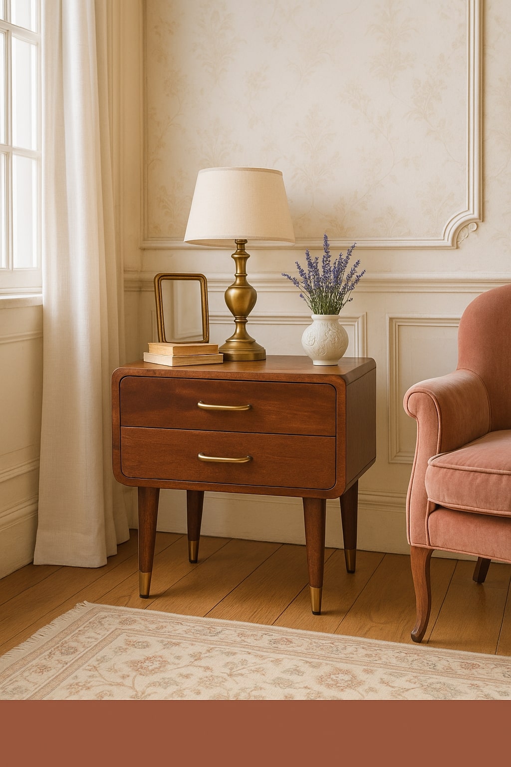 Astor 2-Drawer Nightstand, Solid Wood Brown – RW Living